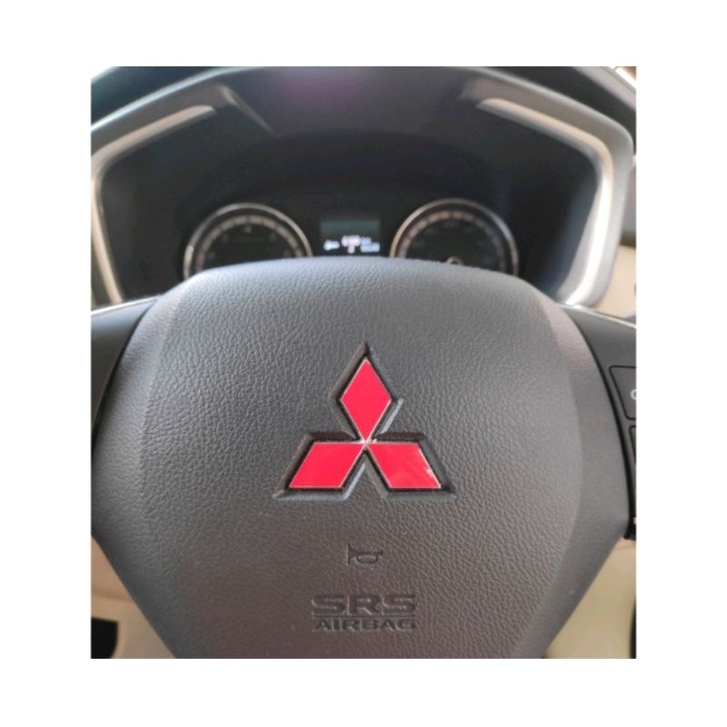 Mitsubishi front | rear steering wheel logo sticker (SET) | Shopee ...