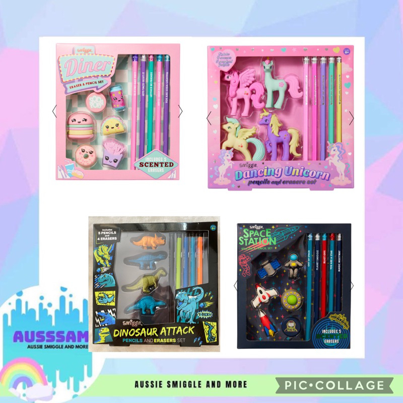 smiggle unicorn pencil and eraser set | Shopee Philippines