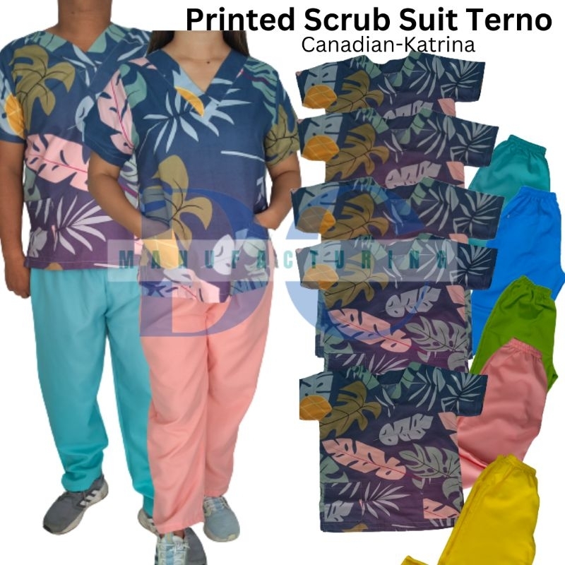 DC Big leaves Printed Scrub Suit For men and women/Canadian Cotton ...