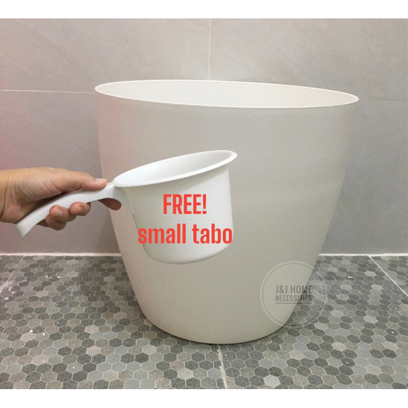 Minimalist All white Timba and Tabo Set Pail Bucket Dipper Rubberized ...