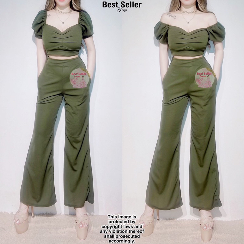BEST SELLER MEGAN 2WAY CROPTOP & PANTS TERNO COORDINATES(BEST SELLER ...