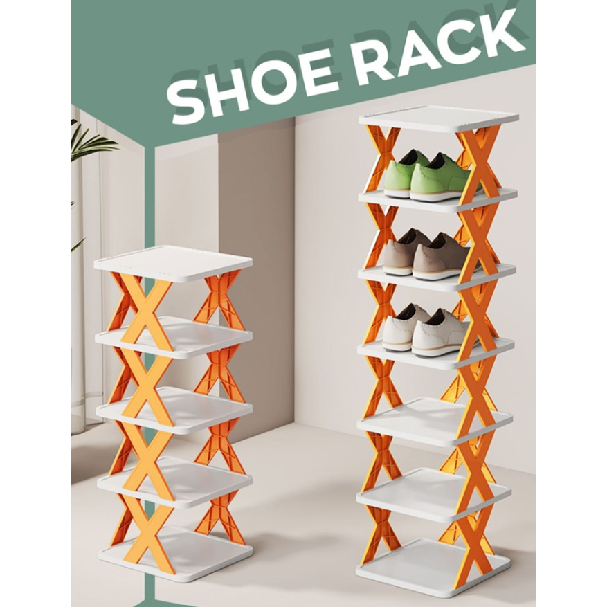 4 Layer Collapsible Stackable Shoe Rack Storage Organizer Space Saving ...