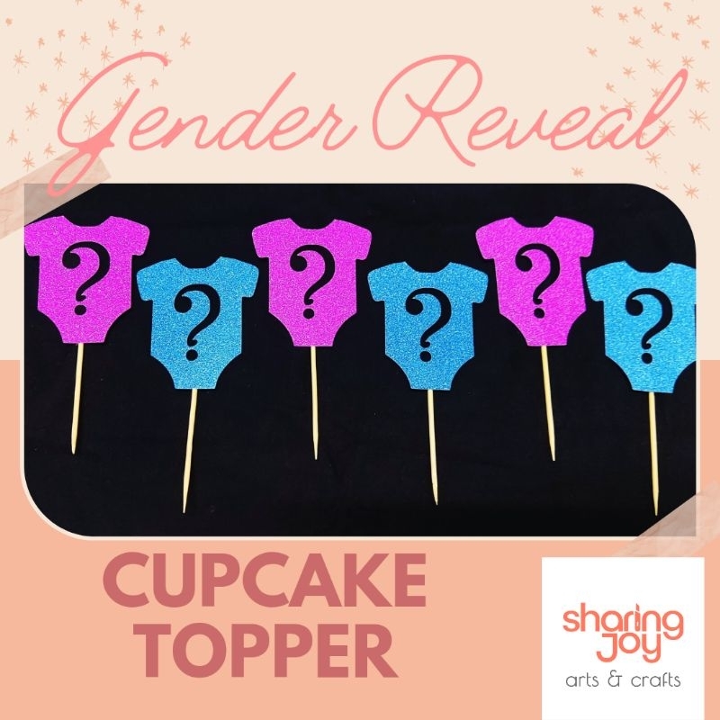 Gender Reveal cupcake topper (Onesie with question mark) | Shopee ...