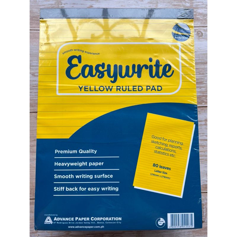 Advance Easywrite Yellow Pad Paper 80 leaves (10 pads) | Shopee Philippines