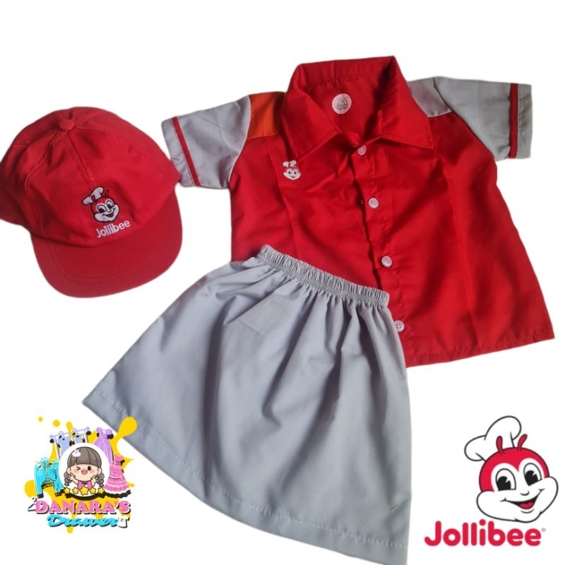 JOLLIBEE COSTUME UNIFORM TOPS+PANTS+CAP TOPS+SHORT+CAP | Shopee Philippines