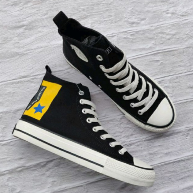Advan Shoes 1986 Black Hi Top High Cut Sneakers With Laces Star Detail ...