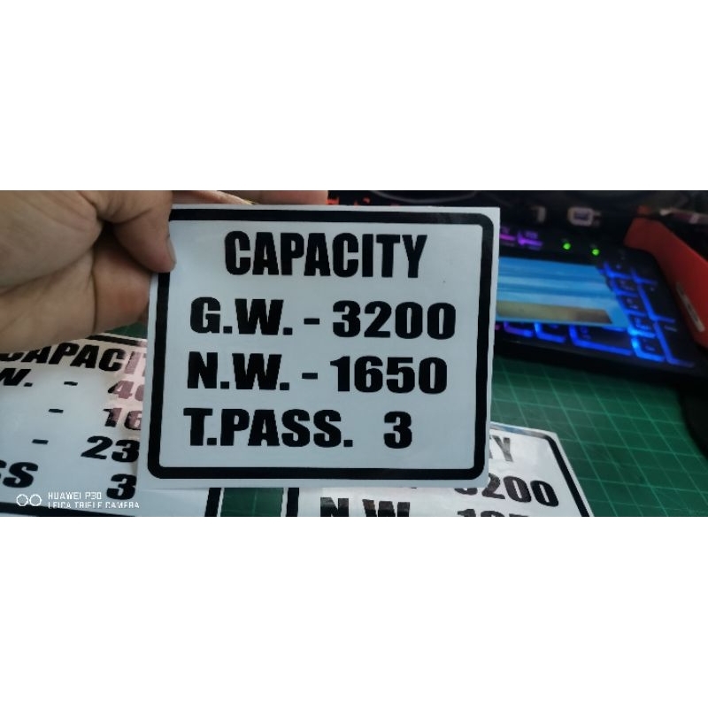 CAPACITY STICKER, NET WEIGHT, TOTAL PASSENGER (2PCS) | Shopee Philippines