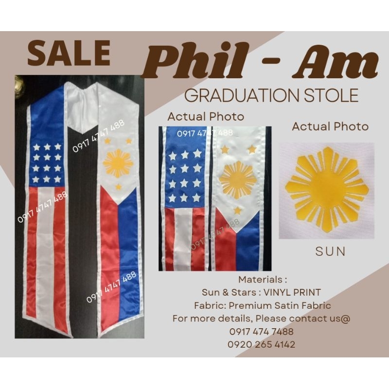 Philippine American flag inspired Graduation Stole Sash | Shopee ...