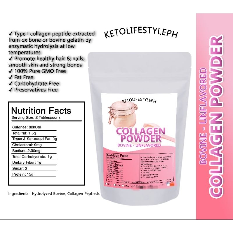 Collagen Powder (Unflavored/Bovine/Keto & Low-carb Approved) | Shopee ...