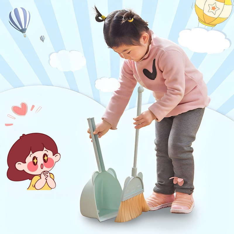 Kid's Broom with Dust Pan for children real cleaning tool set - Blue ...