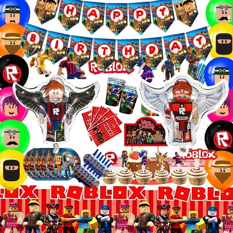 Roblox Theme Happy Birthday Party Decorations Balloons Banderitas ...