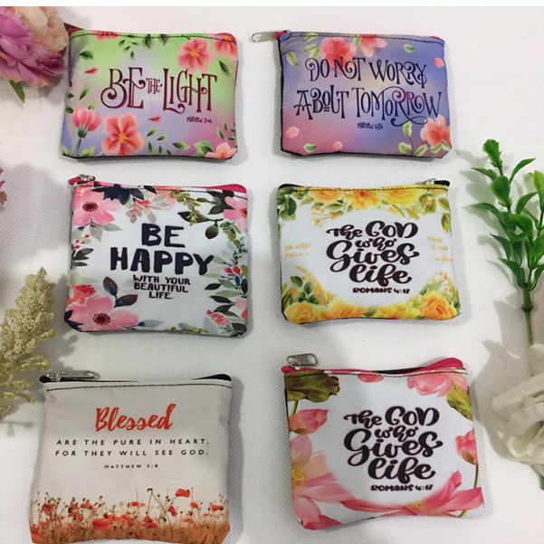WALLET COIN PURSE FOR WOMEN AND MEN WITH BIBLE VERSE PRINT MINI WALLET ...