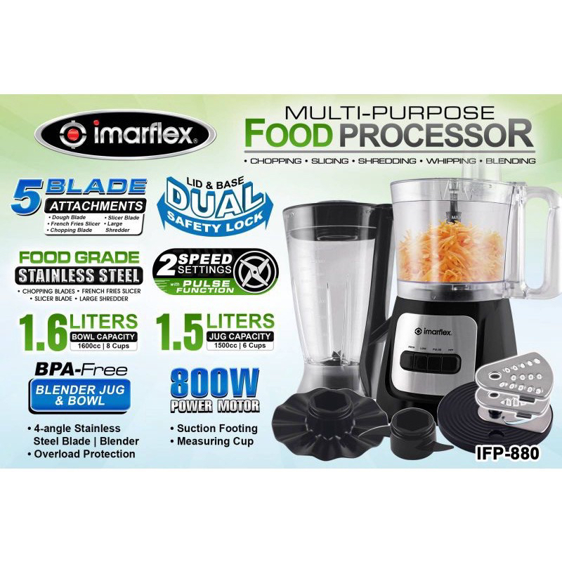 Imarflex Multi Purpose Food Processor IFP-880 | Shopee Philippines