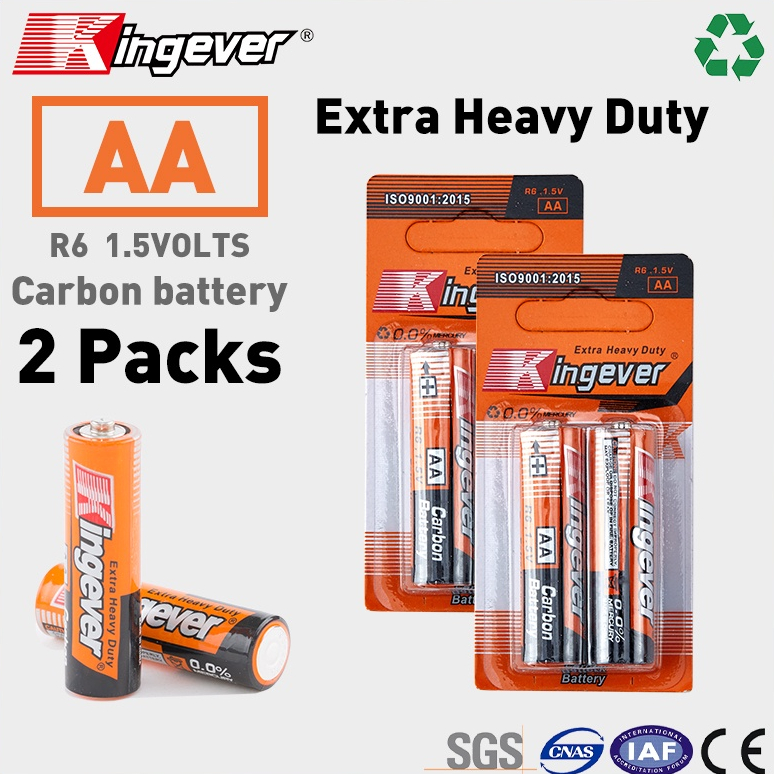 Kingever 100% Original AA R6 2pcs/Pack Extra Heavy Duty Battery classic ...