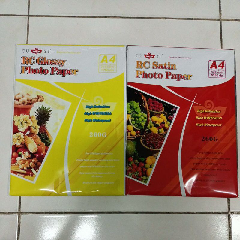 cuyi rc satin and rc glossy photo paper a4 260g 20sheets | Shopee Philippines