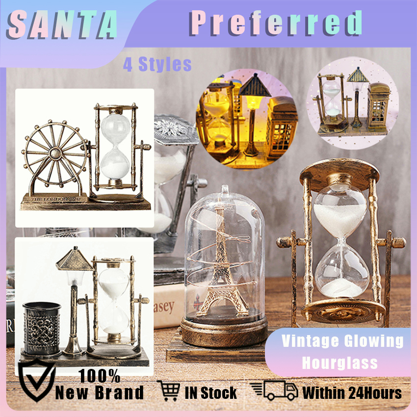Golden Vintage Hourglass Timer 1 Minute Night Light Pen Holder for ...