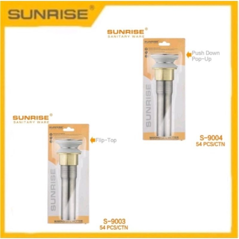 SUNRISE LAVATORY DRAIN PAD UP 304 STAINLESS(PUSH DOWN POP UP S9004/FLIP ...