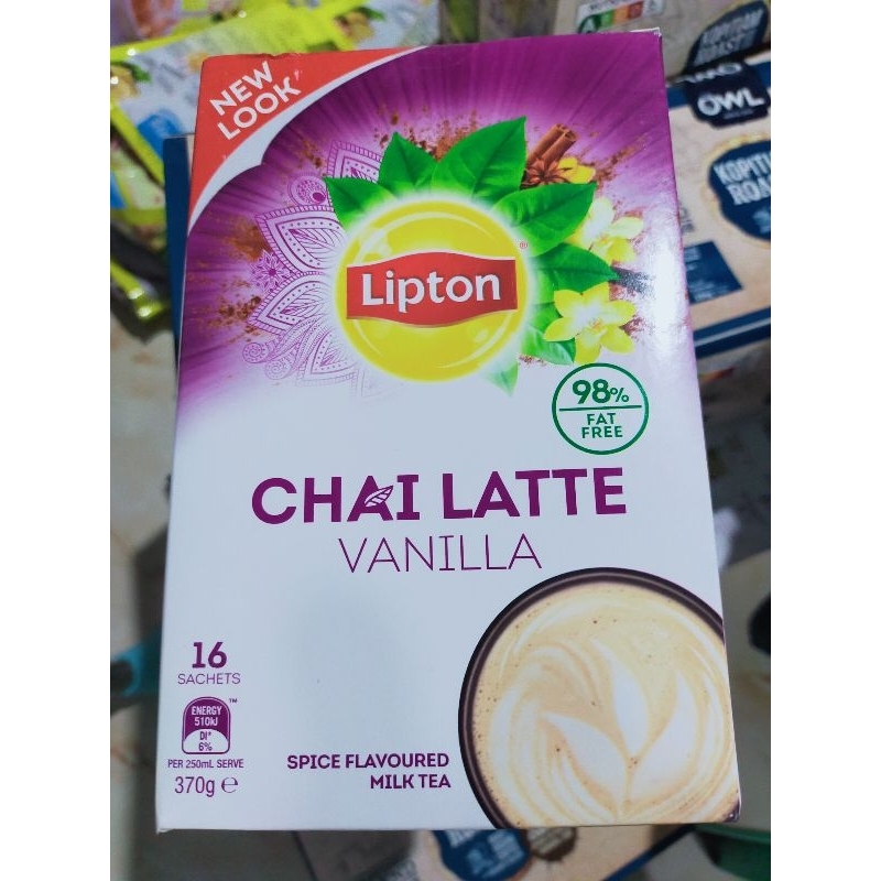 LIPTON CHAI LATTE VANILLA FAT FREE 16 SACHETS spice flavored milk tea ...