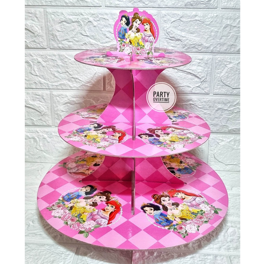 3 Tier Cupcake Stand Disney Princesses Birthday Christening Party ...