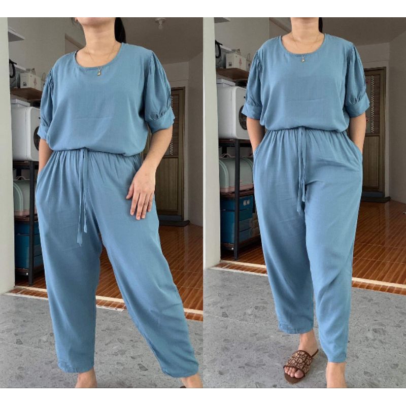 TERNO PUFF TRAUSER Soft Linen for CHUBBY | Shopee Philippines