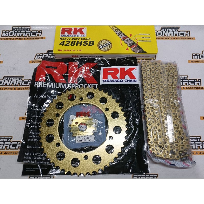 RK STEEL GOLD CHAIN SET (HEADY DUTY) FOR YAMAHA R15 VERSION 3 & 4 / V3 ...
