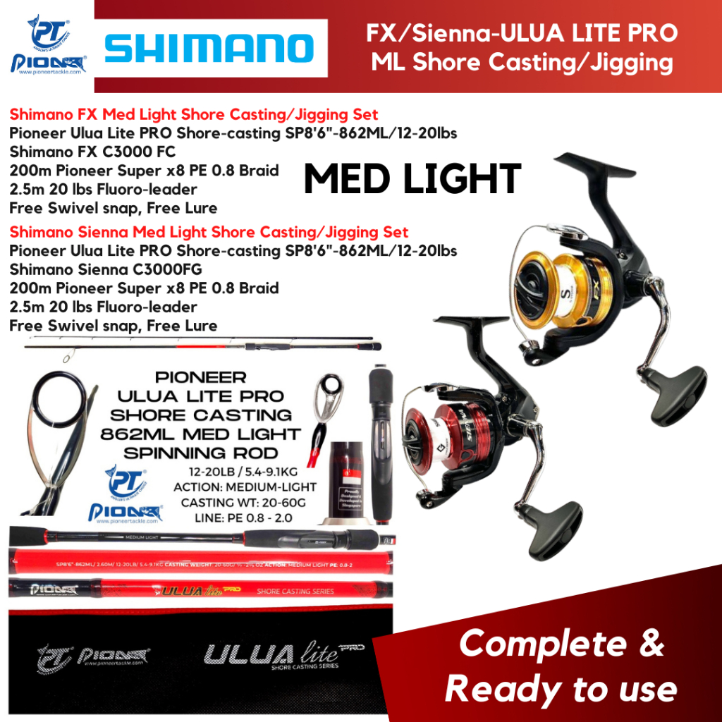 Shimano SIENNA / FX 3000 + PIONEER ULUA LITE PRO MEDIUM LIGHT ACTION ...