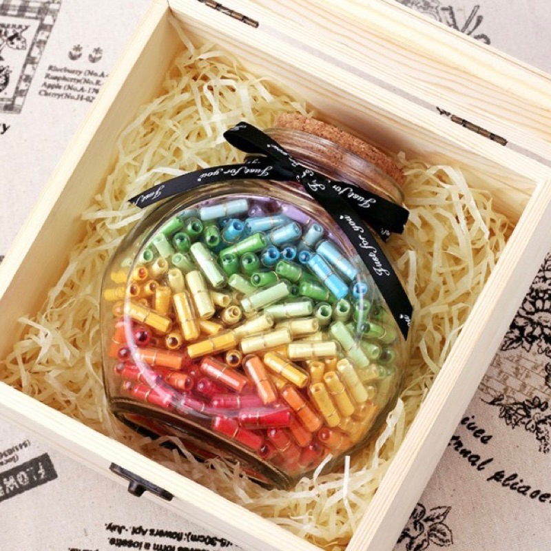 Message Capsule Love Letter Quotes Gift w/ Cork Bottle, Kraft Box (10 ...