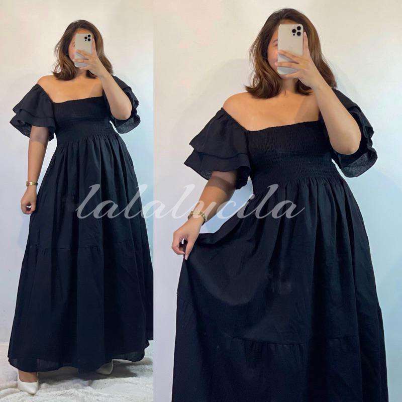 Seniora (L-2XL) Maxi Linen & SENEPA Smocking Dress (PLUS SIZE) | Shopee ...