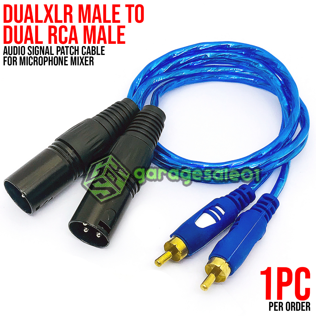 Dual XLR Male to Dual RCA Male Audio Signal Patch Cable for Microphone ...