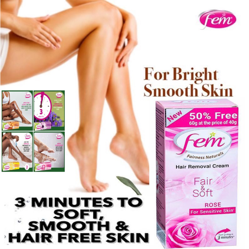 Fem Hair Removal Cream Fairness Naturals Fair & Soft Rose 60G | Shopee Philippines