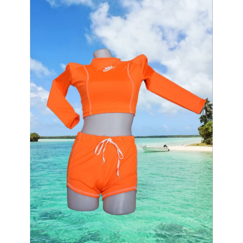 COLORED crop-top rashguard for women random chest logo print | Shopee ...