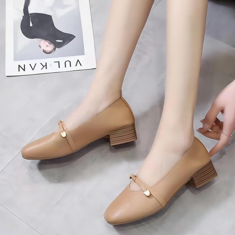 Women Square Closed Toe Block Heel Shoes 8821# | Shopee Philippines