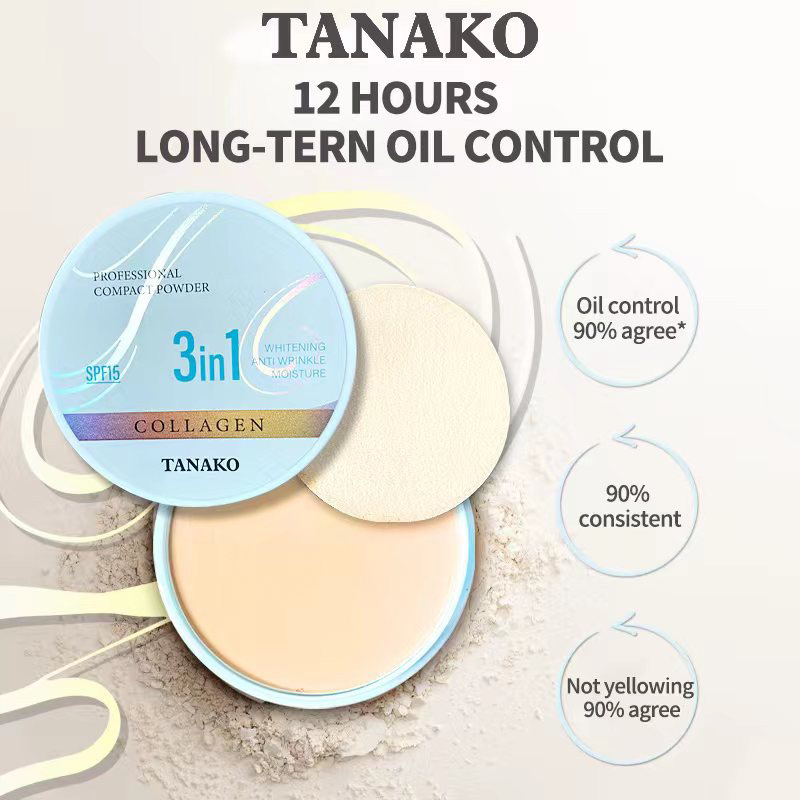 J&r TANAKO COLLAGEN 3in1 FACE POWDER 12H LONG-TERN OIL CONTROL SPF15 ...