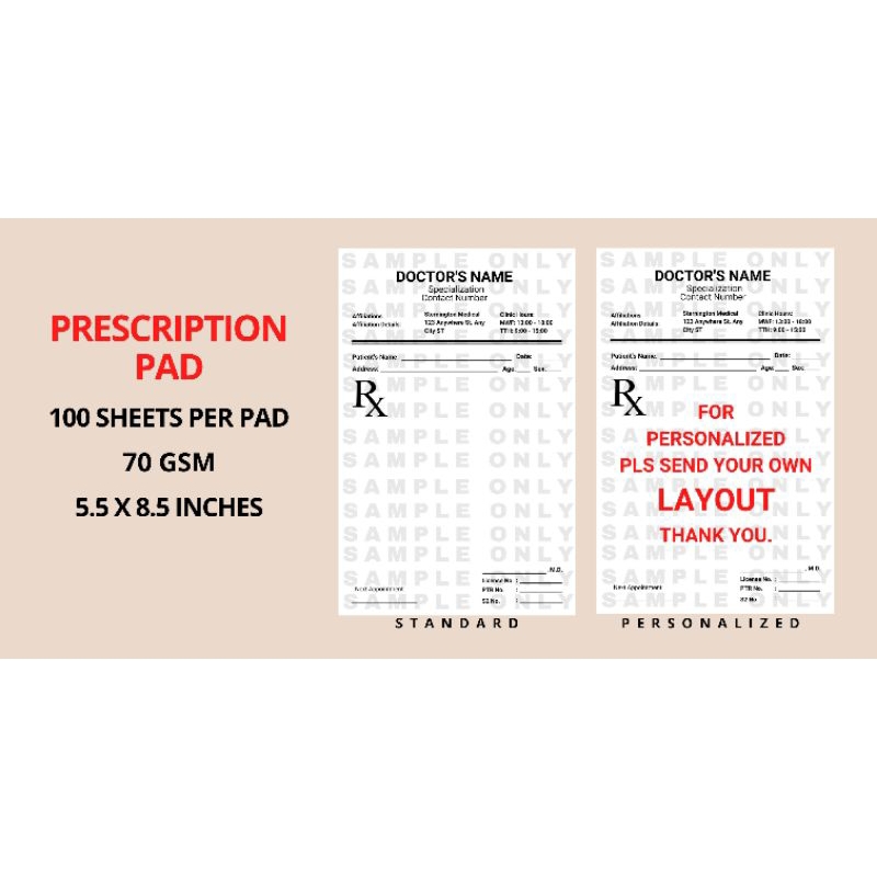 PERSONALIZED NOTEPADS: Rx pad / Med. Certificate / Lab. Request Form ...