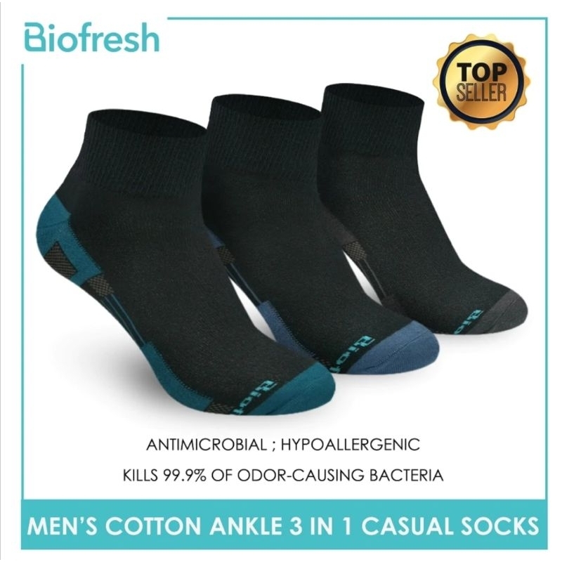 Biofresh RMCKG14 Men's Cotton Ankle Casual Thin Socks 3 pairs in a pack ...