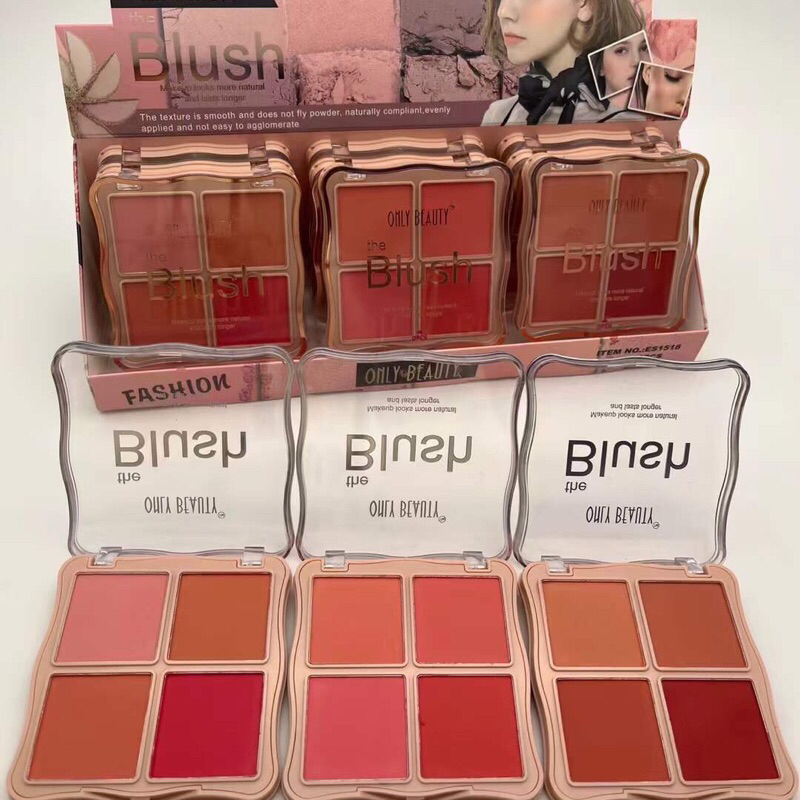 4 Color Soft Powder Face Blusher Palette Highly Pigmented Makeup Blush ...