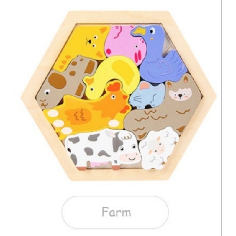 New Wooden Creative 3D Animal Puzzle For Children Wooden Cute chunky ...