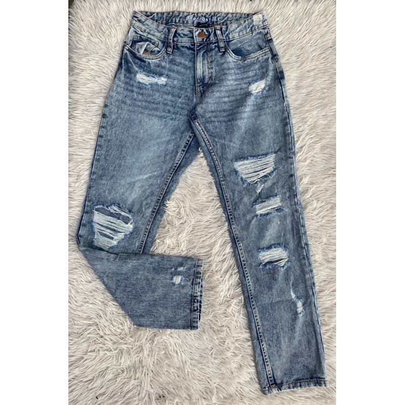 A3ROPOSTALE BOYFRIEND TATTERED JEANS (Midwaist) | Shopee Philippines