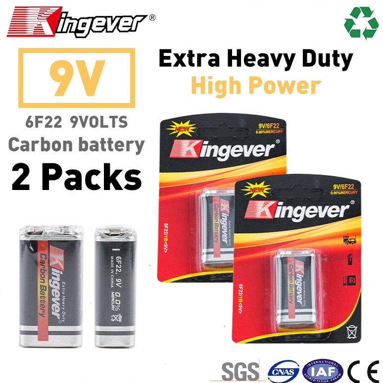 Kingever Extra Heavy Duty High Power 9v/6f22 Battery 1pcs/Pack | Shopee Philippines