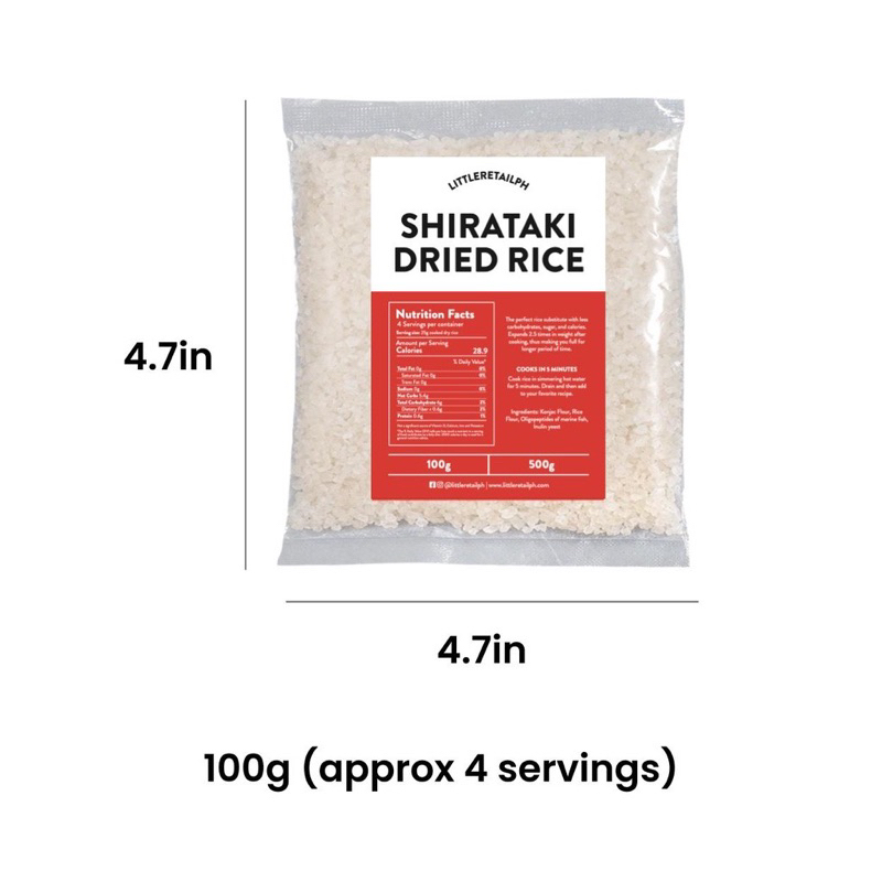 Dried Shirataki Rice 100g | 500g | Konjac Keto/Low Carb Diet / skinny ...