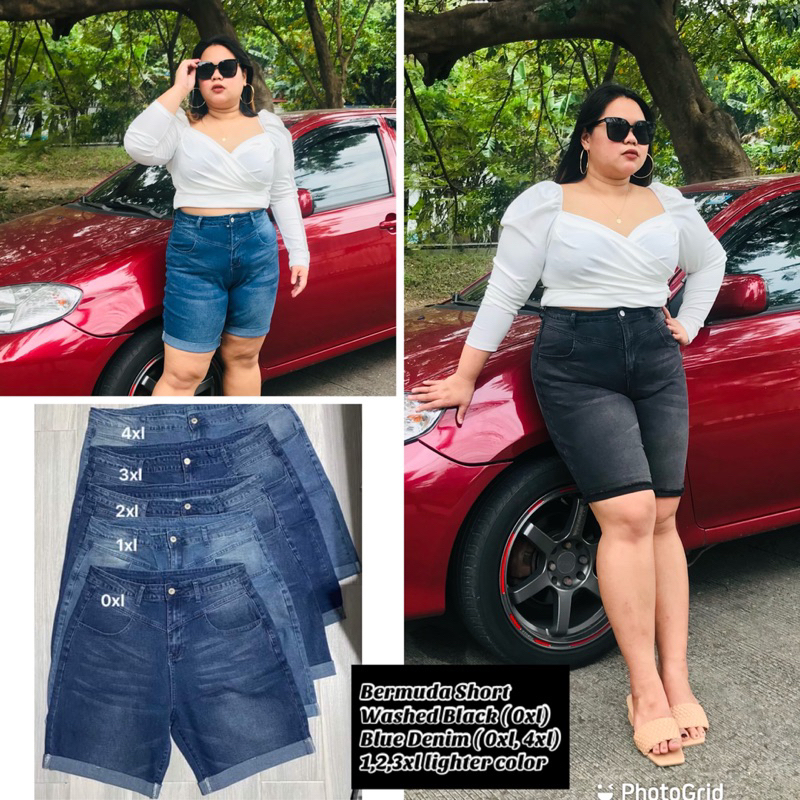 PLUS SIZE BERMUDA TOKONG SHORT FOR BIG WOMAN STYLE TATTERED, RIPPED ...