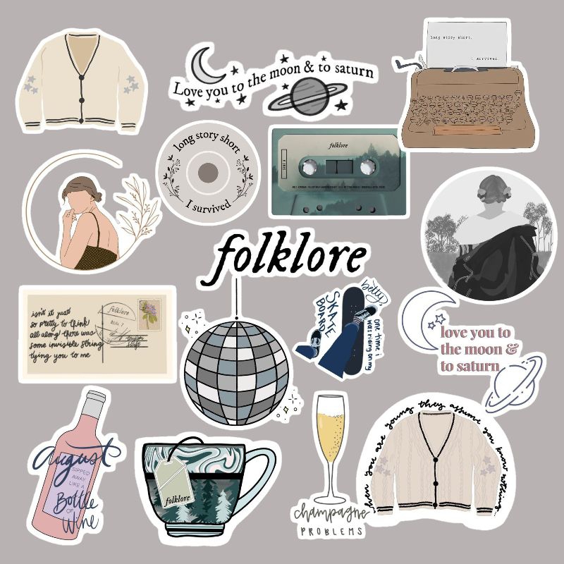 Taylor Swift FOLKLORE Stickers | Vinyl Matte Laminated Waterproof and ...