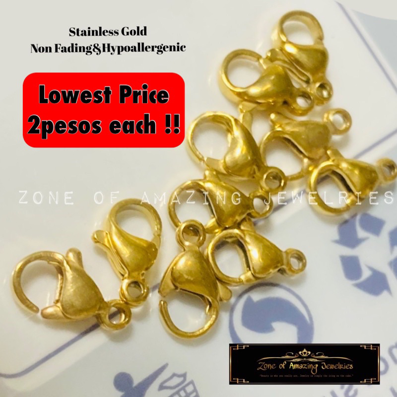 zoaj.ph Premium Stainless Gold Crab Lock for Jewelry Making | Shopee ...