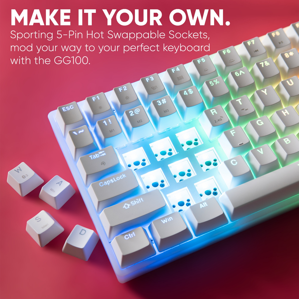 GG100B (SMOKE BLACK) MECHANICAL KEYBOARD | 100 Keys, Tri-Mode Wireless ...