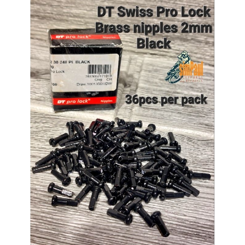 DT Swiss Pro Lock Brass Nipples 2mm Black ( 36pcs per pack) | Shopee ...