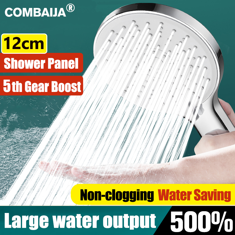 ⭐New⭐ 3 in 1 Shower Head Set With Hose 12cm Panel 5 Gear Boost Hotel ...