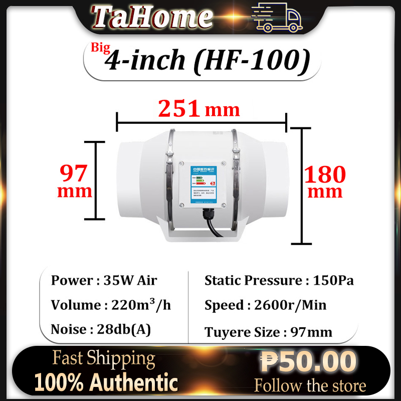 Inverter Duct Fan Exhaust Fan | Strong Exhaust Ventilation Fan - 4 Inch ...