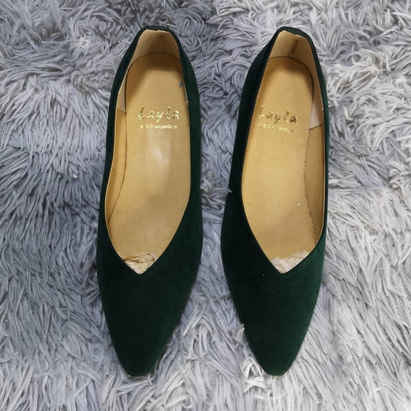 Layla Green Suede Pointed Heels | Shopee Philippines