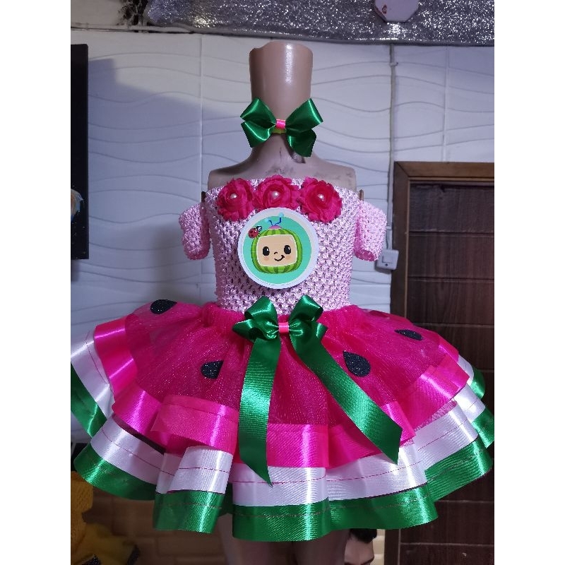 Cocomelon Pushia pink tutu dress with free hairdress | Shopee Philippines