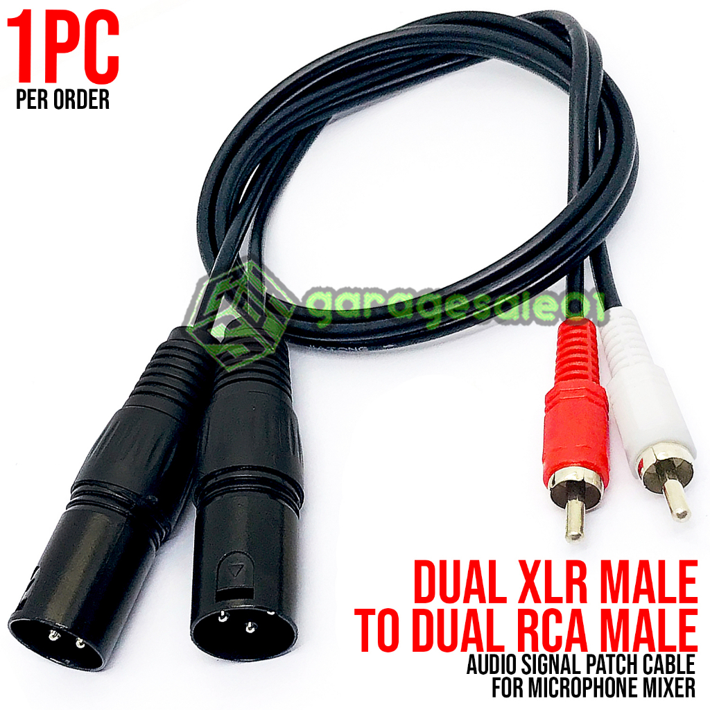 Dual XLR Male to Dual RCA Male Audio Signal Patch Cable for Microphone ...